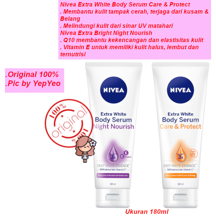 Jual Nivea Extra White Care And Protect Night Nourish Body Serum 180ml