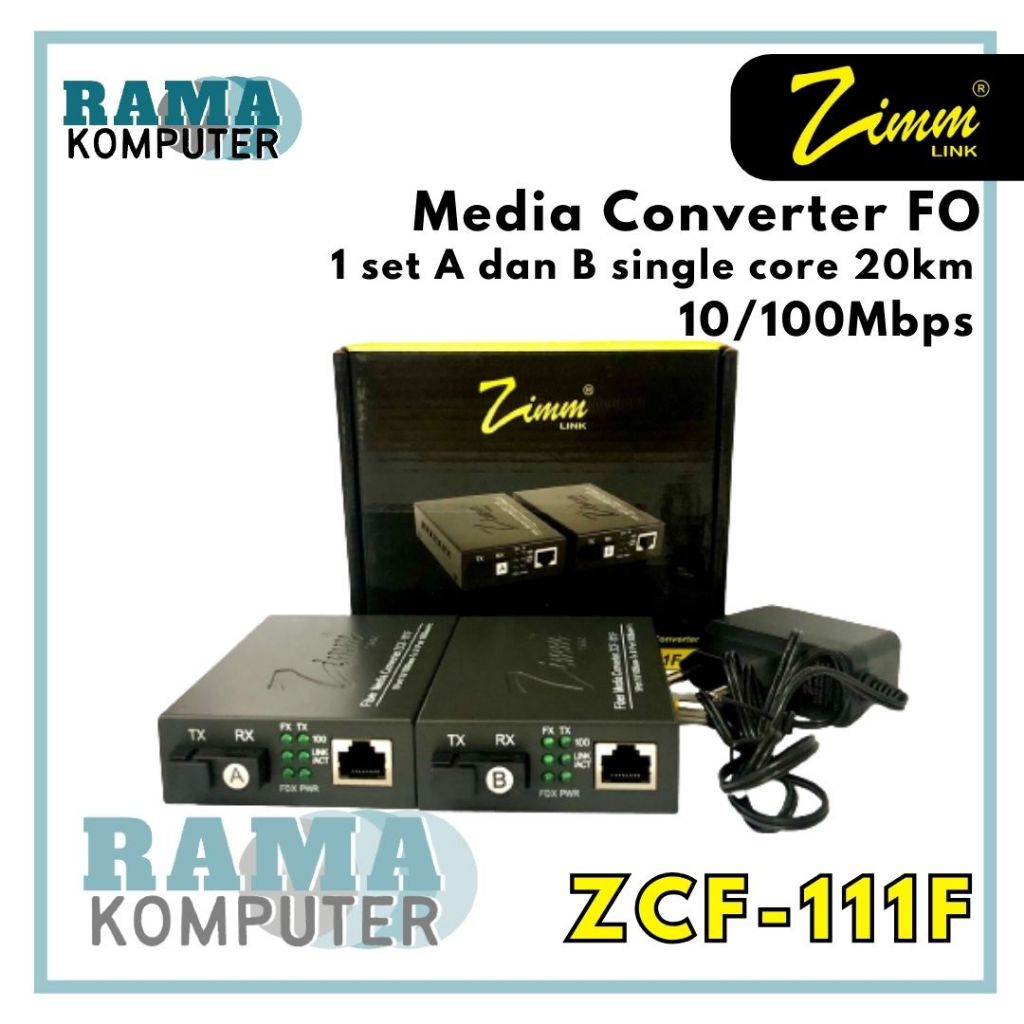 Jual Zimmlink Media Converter FO 10/100 mbps 1 set A dan B single core 20km ZCF 111F | Shopee ...
