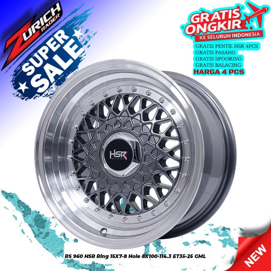 Jual VELG MOBIL TAPAK LEBAR RING 15 | VELEK HSR RS R15X7/8 H8X100/114,3 ...