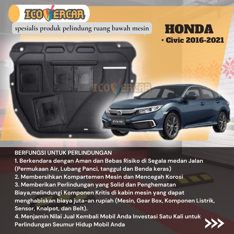 Jual Cover engine pelindung ruang bawah mesin mobil Honda civic tahun 2016-2021 | Shopee Indonesia