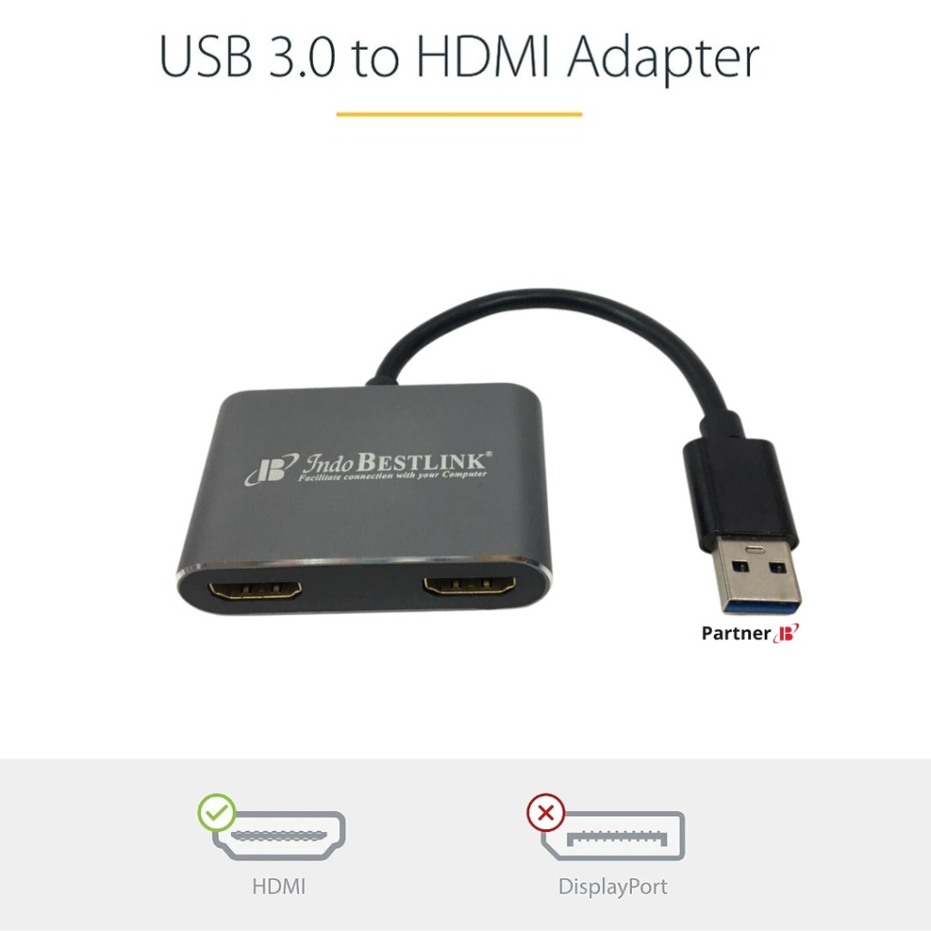Jual USB 3.0 TO DUAL HDMI 4K /USB 3.0 to HDMI Dual Display Adapter ...