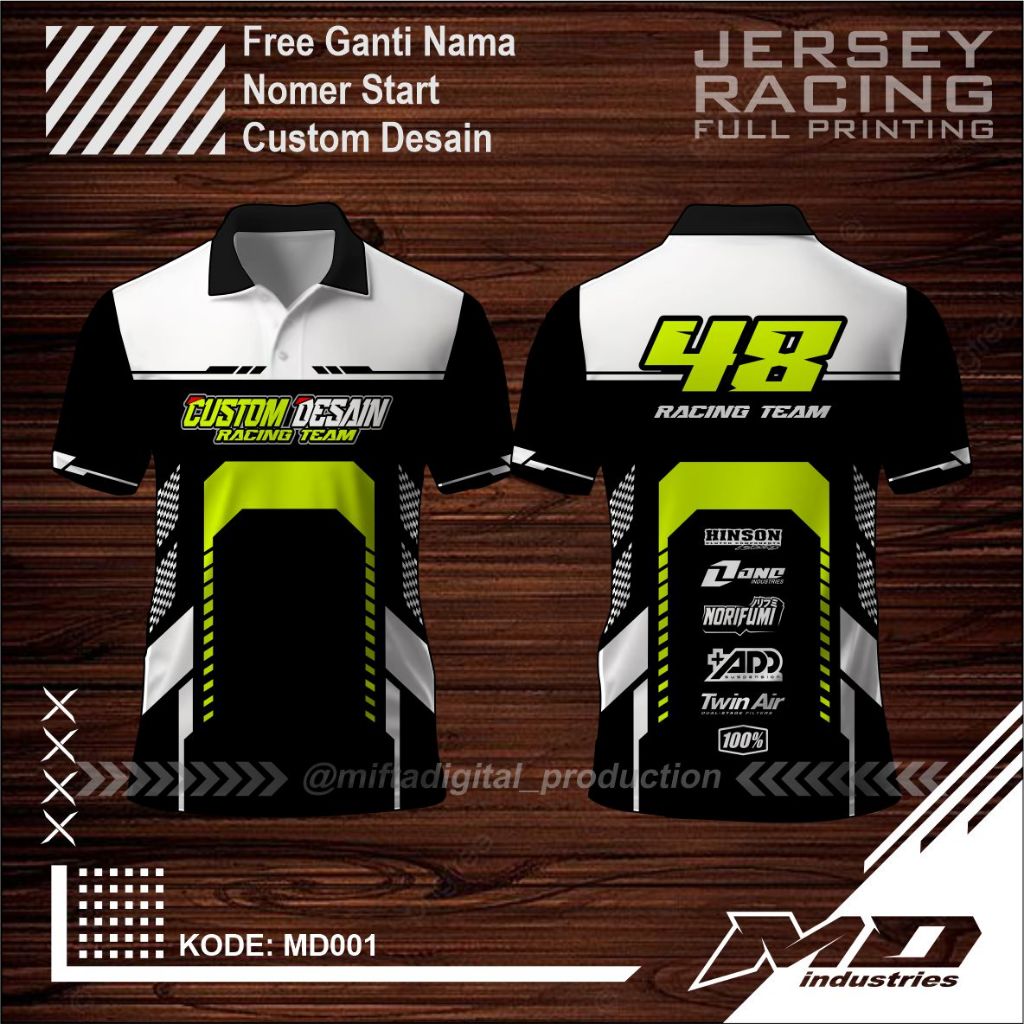 Jual Jersey Racing Kerah Keren Simple ( Custom Nama - Nomer ) | Shopee ...