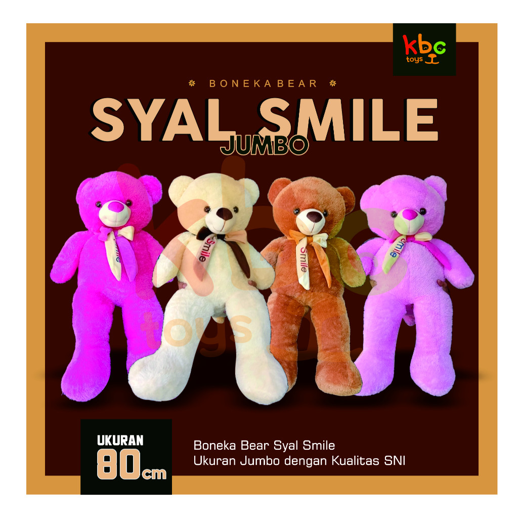 Jual Boneka Teddy Bear Syal Smile Jumbo Boneka Kado Ultah Kualitas SNI ...