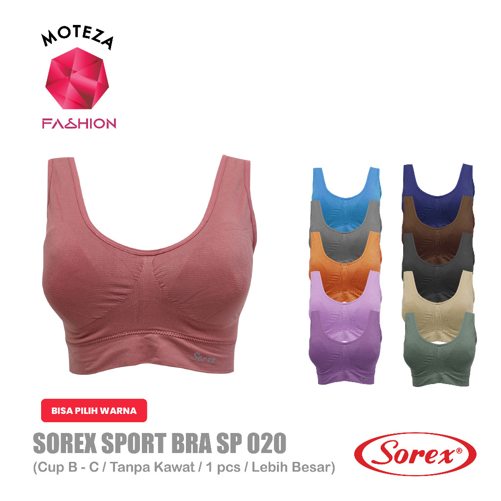 Jual Sorex 020 Sport Bra BH Wanita Tanpa Kawat Busa Cup Besar Olahraga Stretch | Shopee Indonesia