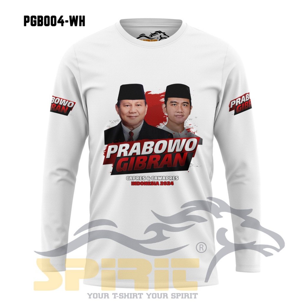 Jual Baju Prabowo Subianto-Gibran Rakabuming Kaos Prabowo-Gibran Capres Cawapres Lengan Panjang ...
