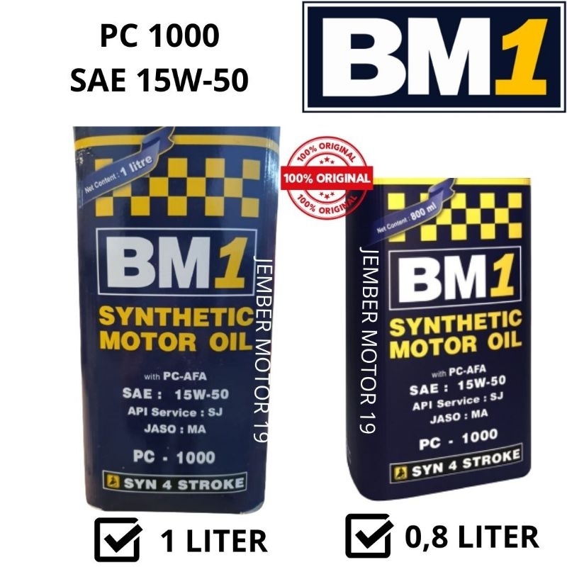 Jual OLI MOTOR BM1- 4T PC1000 15W/50 800 ML DAN 1 LITER | Shopee Indonesia