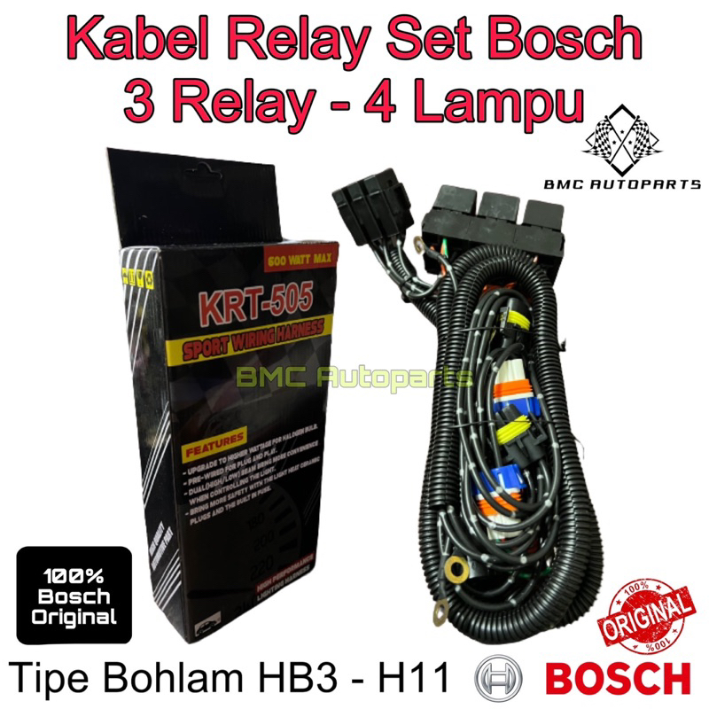 Jual Kabel Relay Set BOSCH 3 Relay 4 Lampu HB3 - H11 Komplit 100% Original - Kabel Relai ...