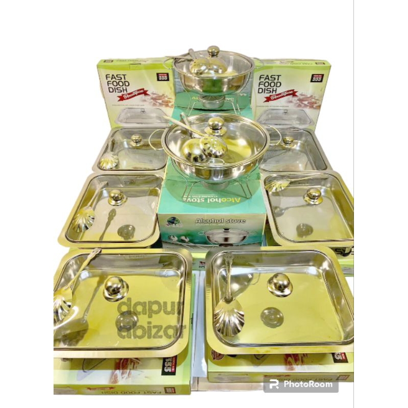 Jual Prasmanan set stainless tutup full kaca isi 6 kotak 2 bulat plus ...
