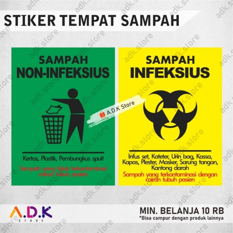Jual [1 SET] STIKER SAMPAH INFEKSIUS & NON INFEKSIUS | Shopee Indonesia