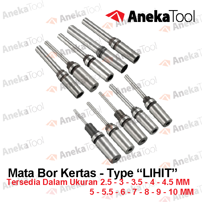 Jual AnekaTool Mata Bor Kertas Lihit - Pembolong Kertas Ukuran 2.5 - 10 ...