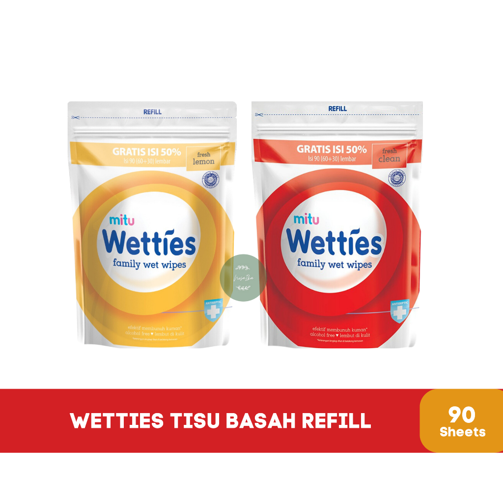 Jual MITU WETTIES TISU BASAH ANTISEPTIC 90'S REFILL | Shopee Indonesia