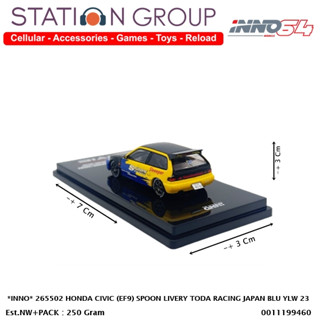 Jual INNO 265502 HONDA CIVIC (EF9) SPOON LIVERY TODA RACING JAPAN BLU ...