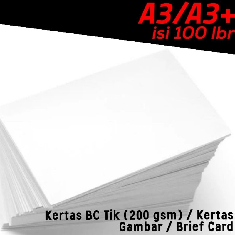 Jual [100 LEMBAR] Kertas BC Tik 200 gsm / Kertas Gambar/ Brief Card ...