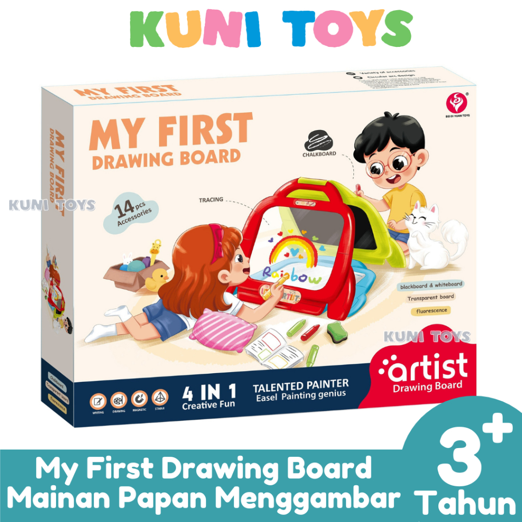 Jual 4in1 My First Drawing Board Papan Magnetic White & Black Board ...