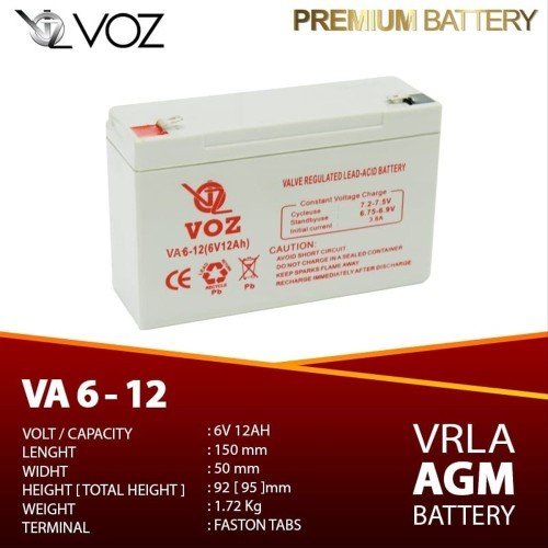 Jual VOZ Battery 6V 12Ah AGM | Shopee Indonesia