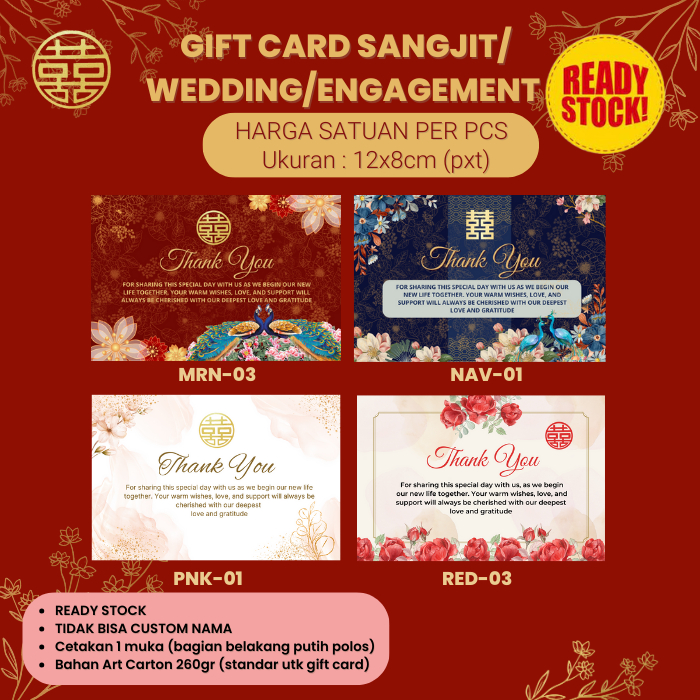 Jual Kartu Ucapan Sangjit Gift Card Chinese Wedding Teapai Engagement ...