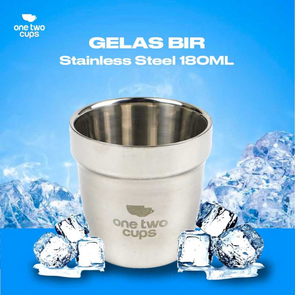 Jual One Two Cups Gelas Bir Stainless Steel 180ML - J070 | Shopee Indonesia