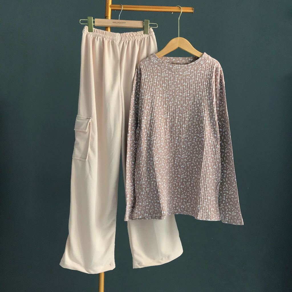 Jual SET CARGO KALLYOUTFIT SETELAN BAJU LENGAN PANJANG CELANA CARGO ...