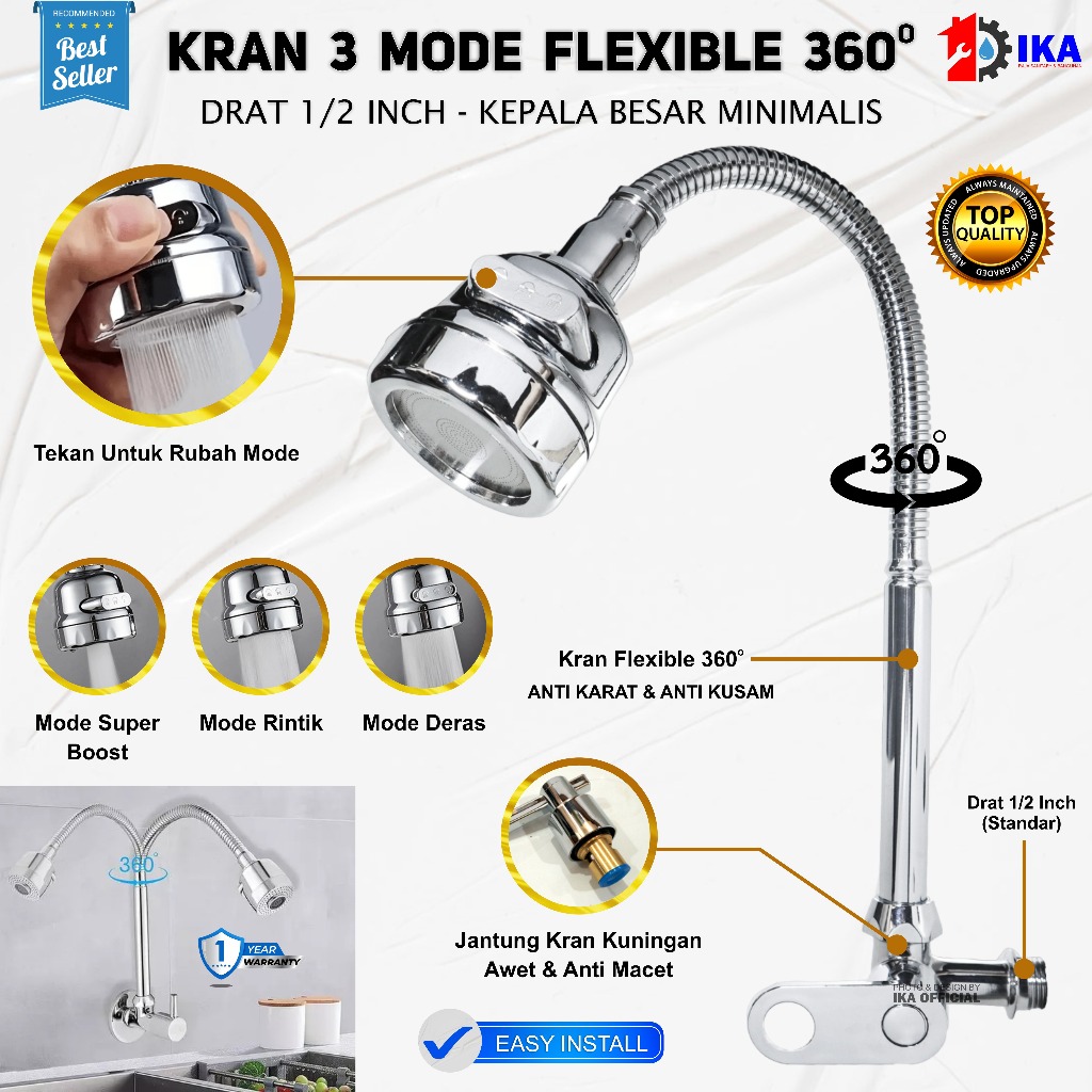 Jual Kran Air Angsa Fleksibel Wastafel Tembok Sink Stainless Kuningan ...
