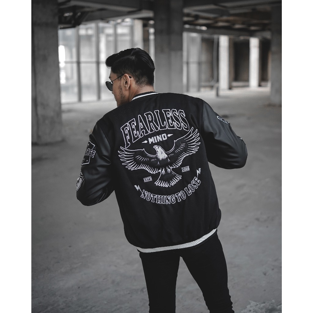 Jual Varsity Jacket Fearless Full Bordir Jaket Varsity Baseball Lengan ...