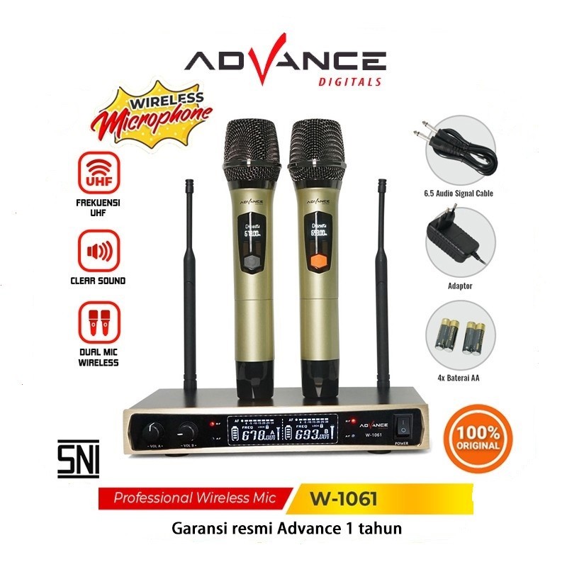 Jual Mic Advance W-1061 Microphone Double Wireless + Receiver Garansi ...