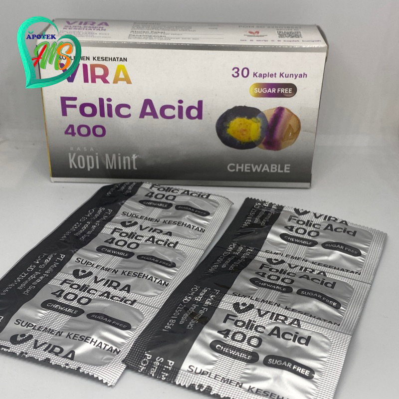 Jual VIRA FOLIC ACID 400 | SUGARFREE | RASA KOPI MINT | PER STRIP ...