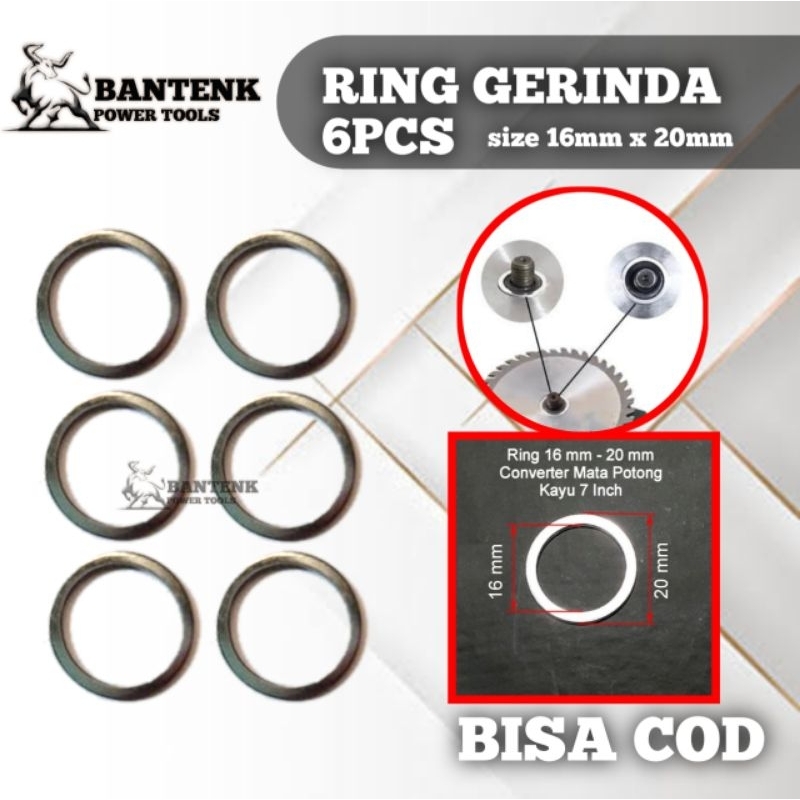 Jual RING MATA GERINDA 6PCS UKURAN 16MM X 20MM. ADAPTOR RING GURINDA MATA GERINDA ISI 6PCS ...