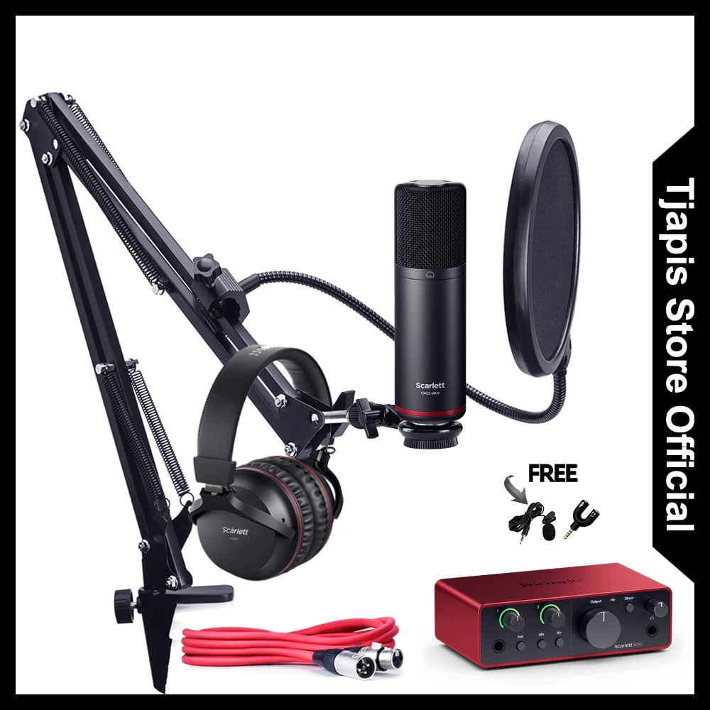 Jual PAKET KOMPLIT MIC CONDENSER SCARLETT SOLO STUDIO STAND ARM ...
