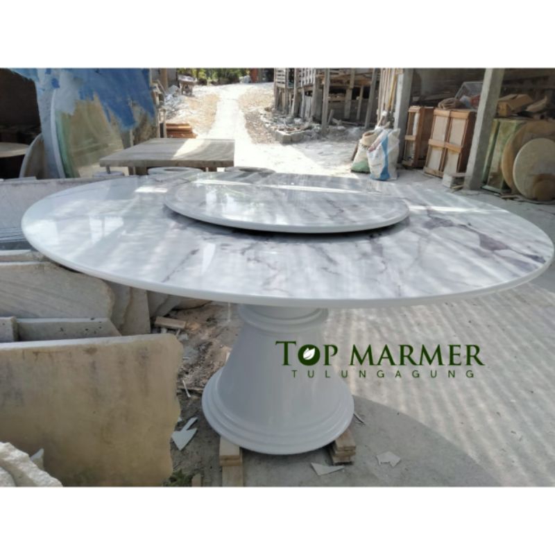 Jual Meja Makan + Putar Batu Marmer Putih Carara | Shopee Indonesia
