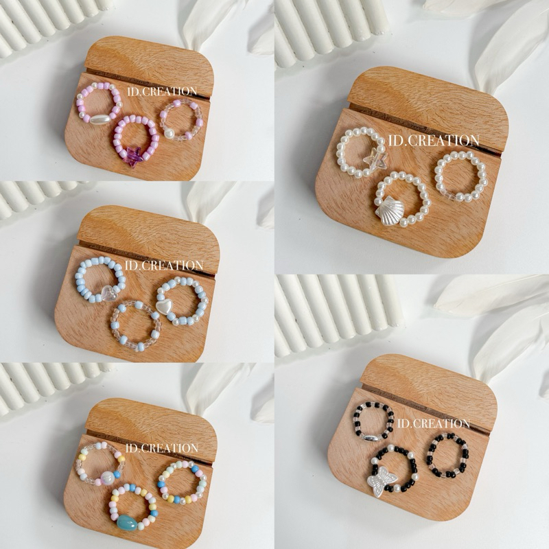 Jual Cincin Manik Beads Ring Idol korea Love Kupu kerang bintang Mix ...