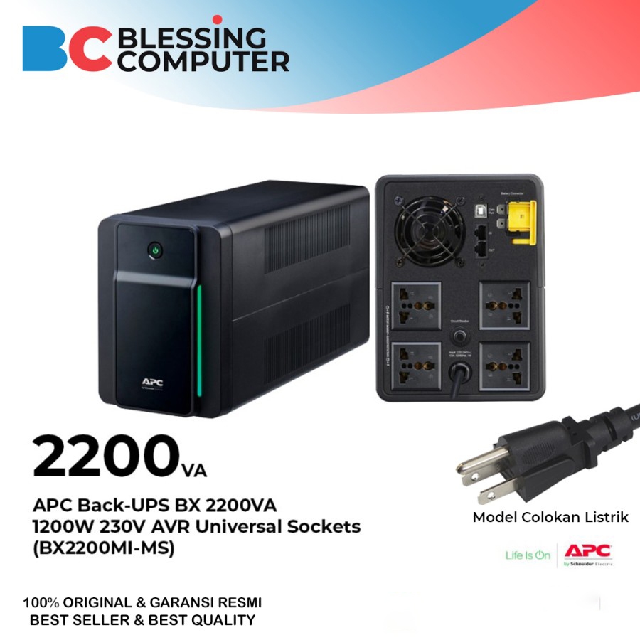 Jual UPS APC BX 2200VA 1200W 230V AVR Universal Sockets (BX2200MI-MS ...