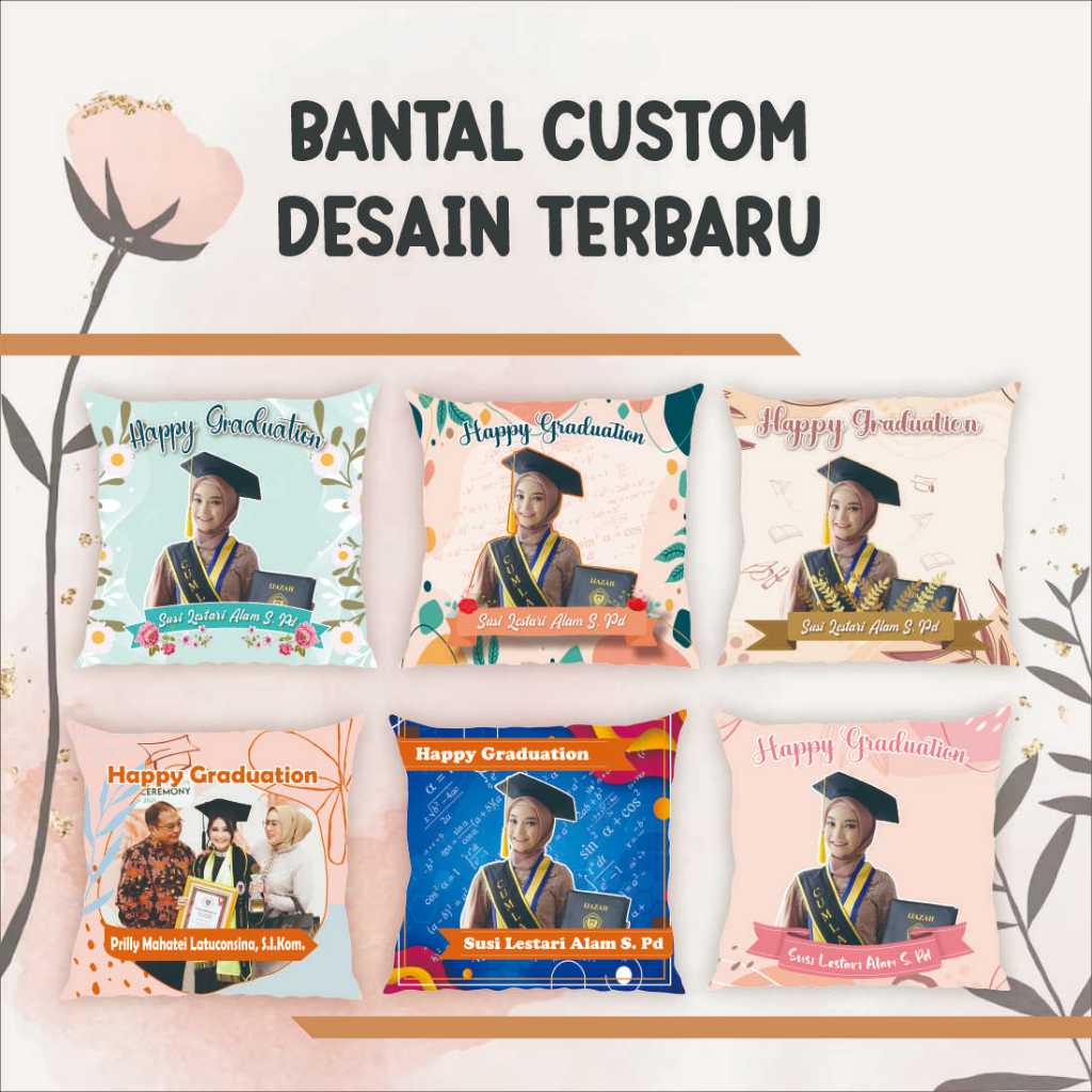 Jual Bantal Custom Desain Happy Graduation Free Desain | Shopee Indonesia
