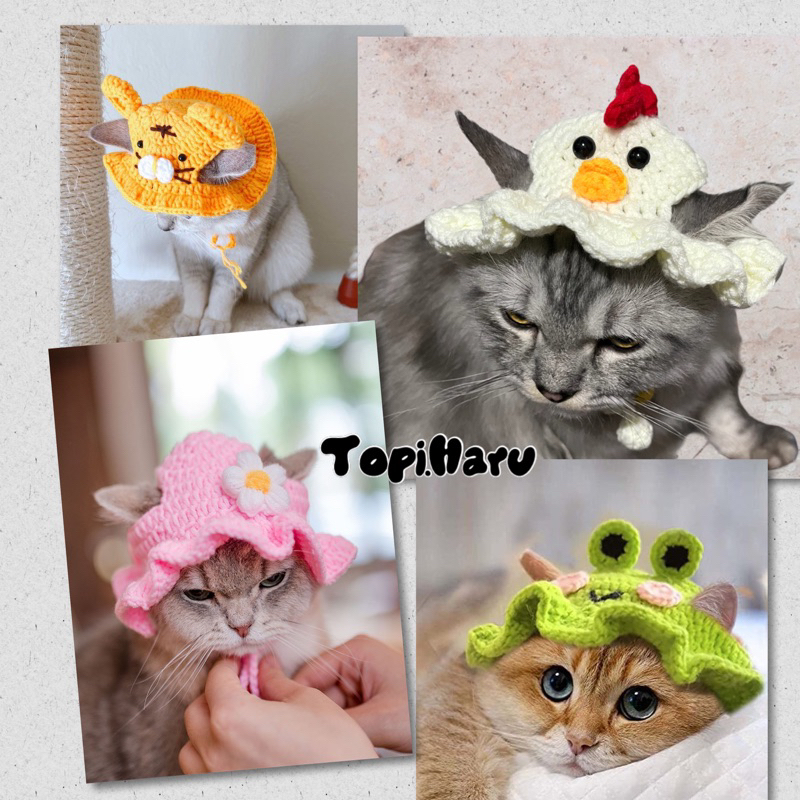 Jual (READY STOCK) Topi Kucing Rajut Handmade / Topi Kucing Lucu ...