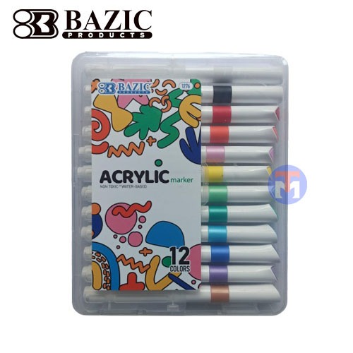 Jual Spidol Acrylic 12 Warna Bazic | Shopee Indonesia