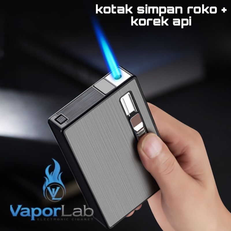 Jual kotak box tempat roko rkk plus korek premium cig case lighter ...