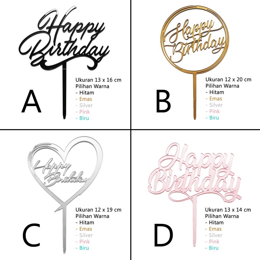 Jual Cake Topper / Topper Kue Ulang Tahun - Happy Birthday - Akrilik ...