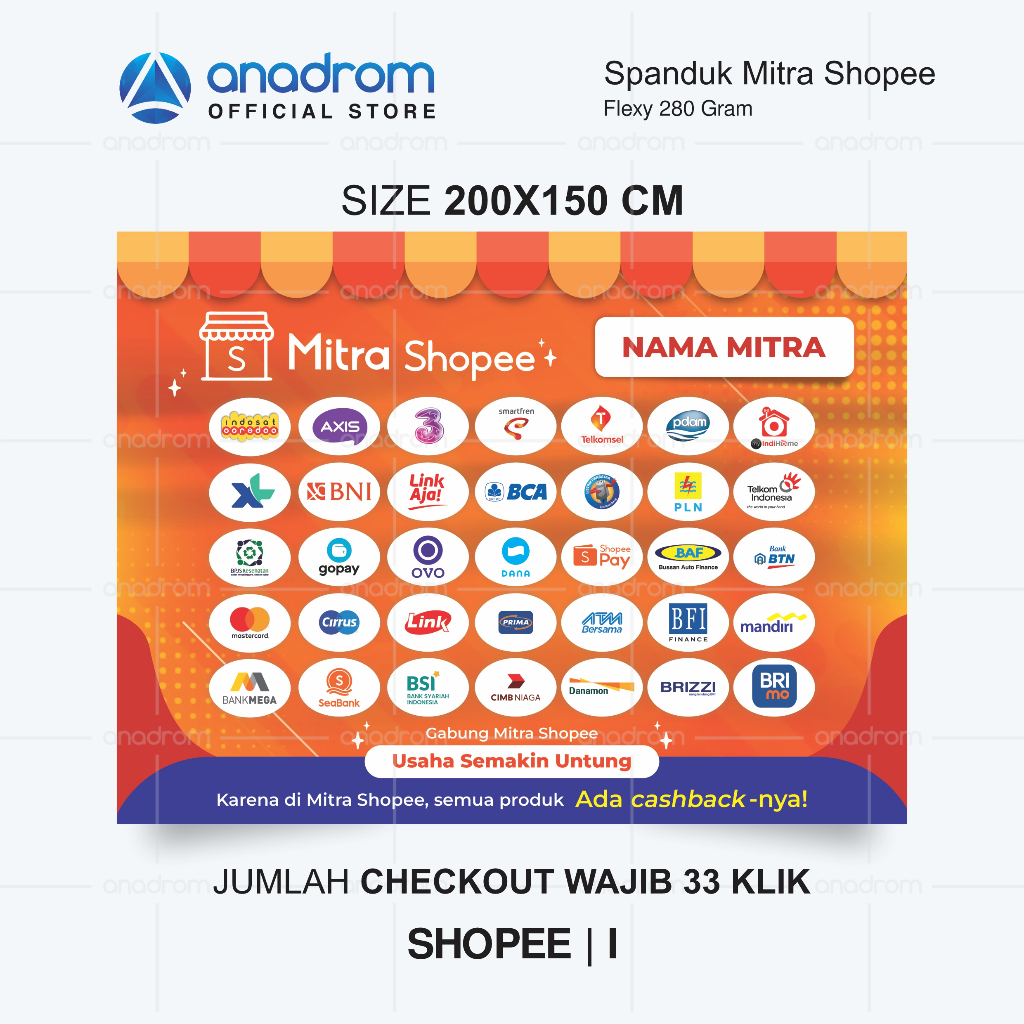 Jual Spanduk Atribut Mitra Shopee | Banner Mitra Shopee Terlengkap | Anadrom3544 | Shopee Indonesia
