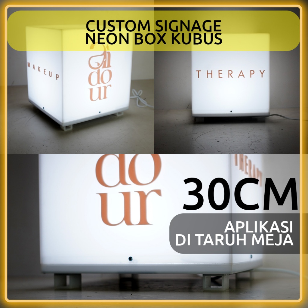 Jual Custom Neon Box Kubus 30cm Aplikasi Di Taruh Meja | Shopee Indonesia