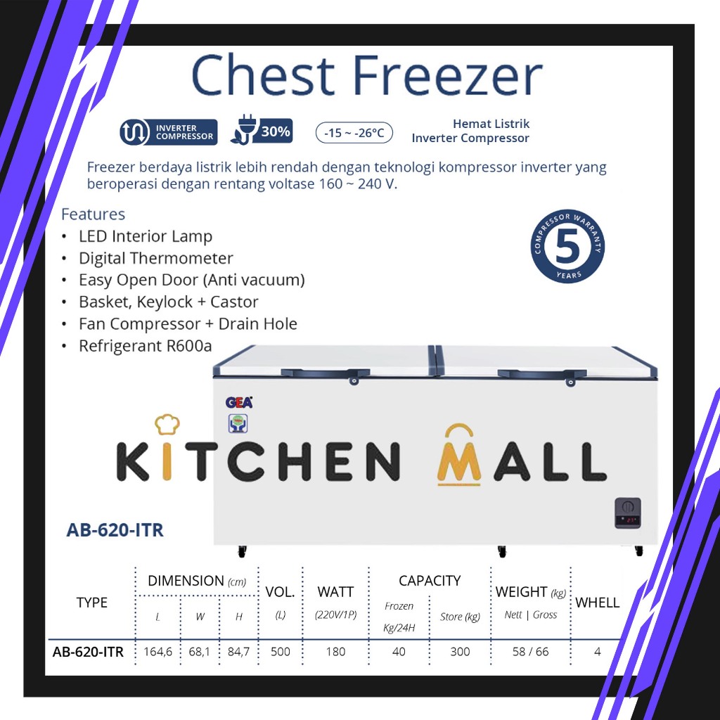 Jual GEA AB-620-ITR / AB-610-ITR chest freezer - kulkas daging dan ...