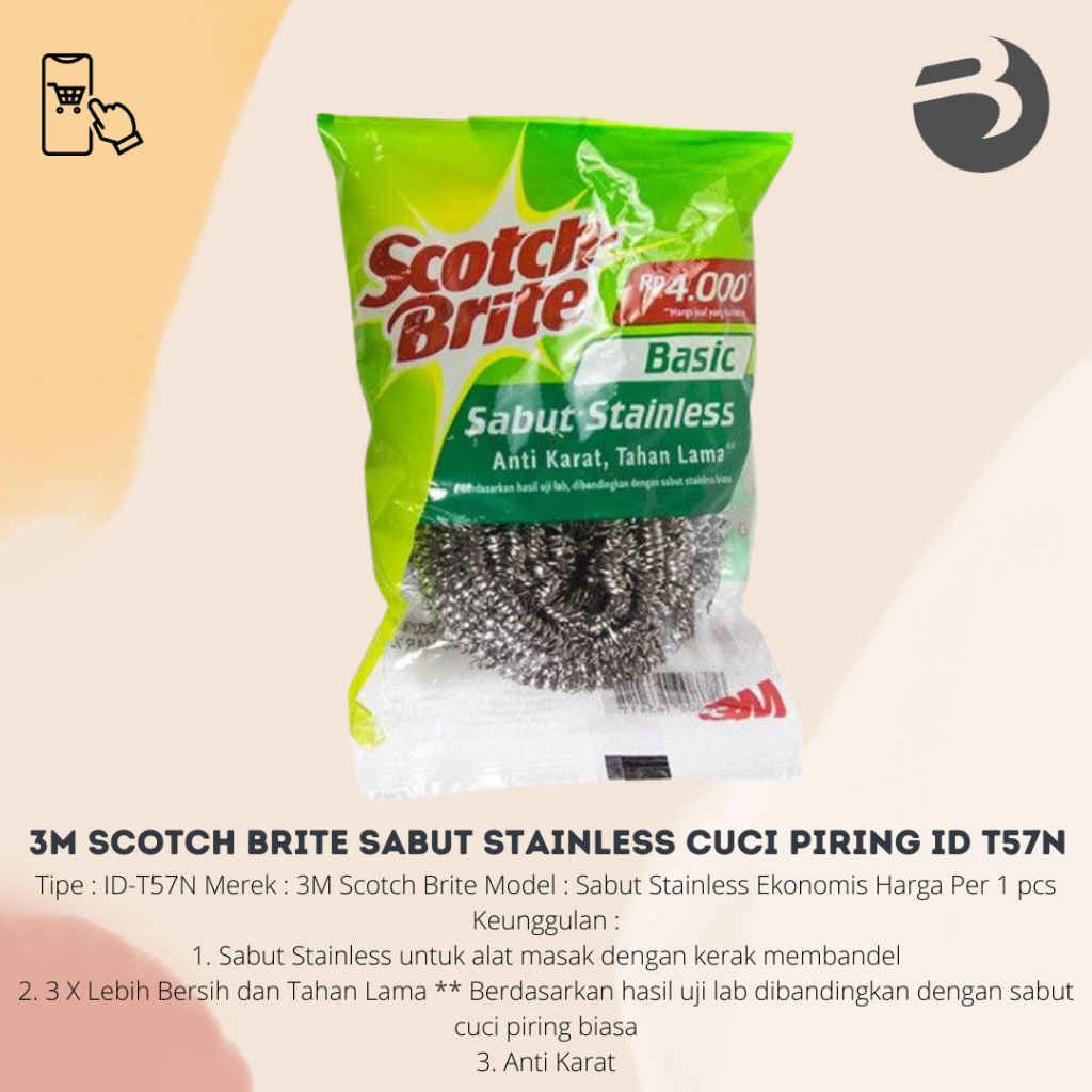 Jual 3M Scotch Brite Sabut Stainless Kawat Cuci Piring Ekonomis ID T57N ...