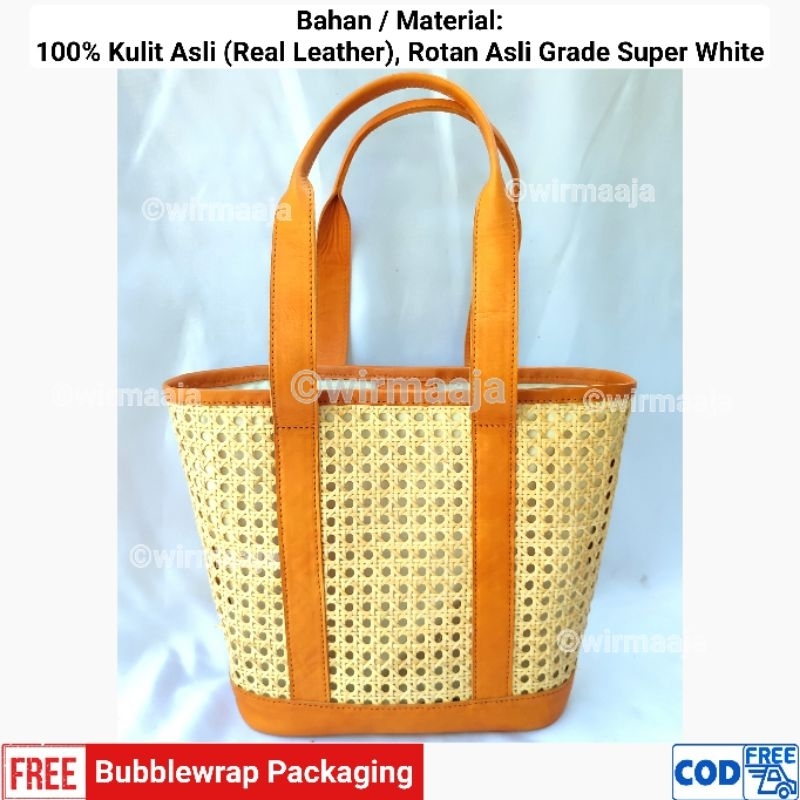 Jual Tas Rotan Webing Totebag Keranjang Kulit Asli kualitas Super ...
