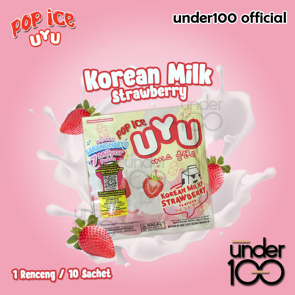 Jual Under100 POP ICE UYU Renceng Isi 10 Sachet Korean Milky Choco | Matcha | Banana | Minuman ...