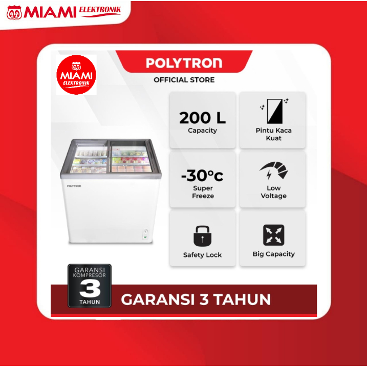 Jual POLYTRON PCF-229 Chest Freezer Sliding Glass 200 Liter | Shopee Indonesia
