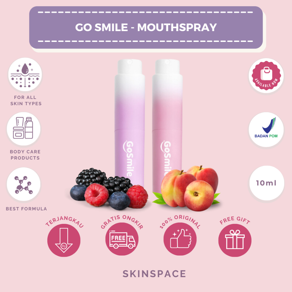 Jual GO SMILE Mouthspray Mix Berries dan Mouthspray Peach / Mouth Spray ...