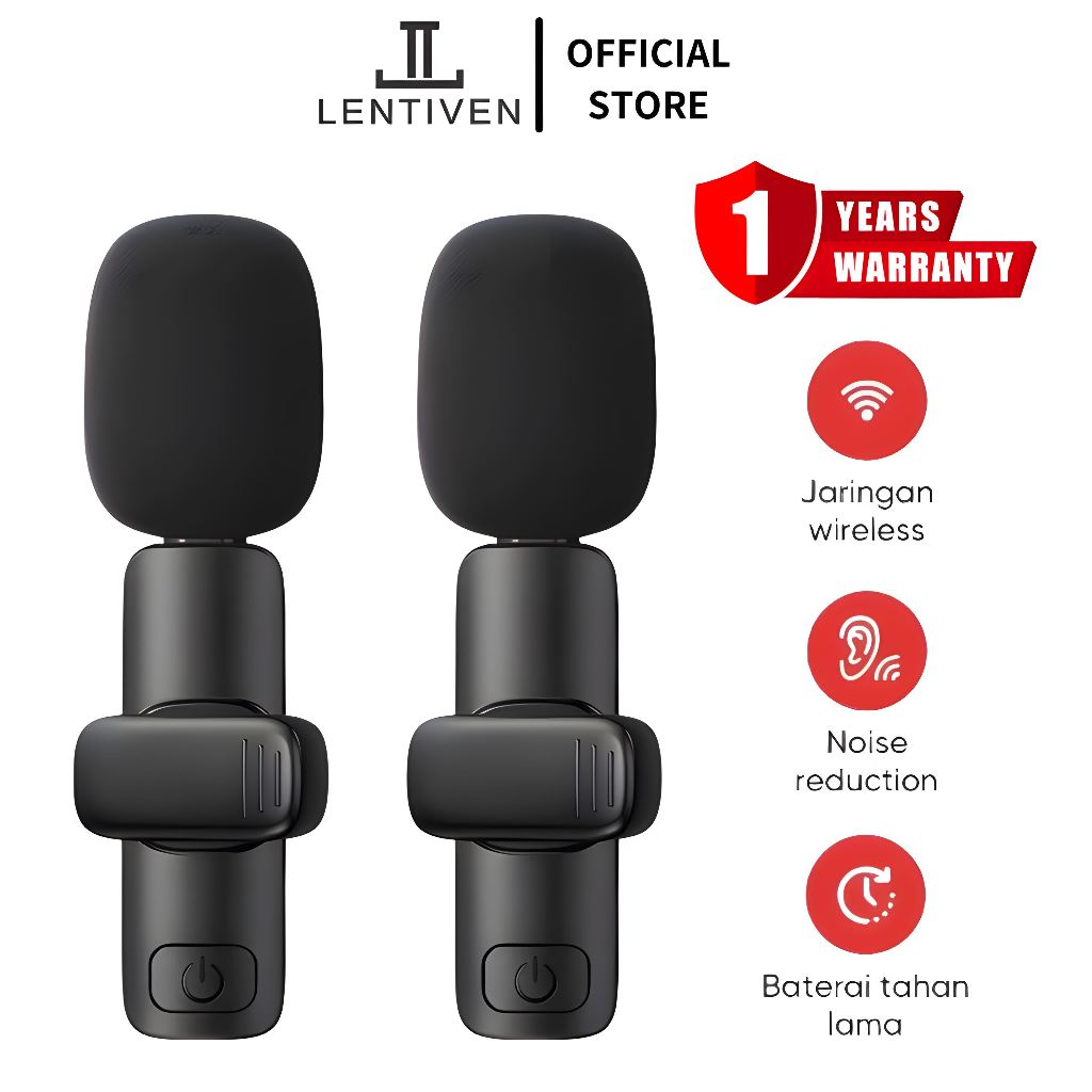 Jual LENTIVEN Wireless Mikrofon dengan Clip on Wireless microphone ...