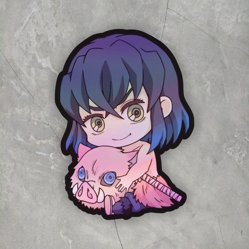 Jual Sticker Anime Hologram Inosuke Demon Slayer ukuran 5,6 cm Bahan ...