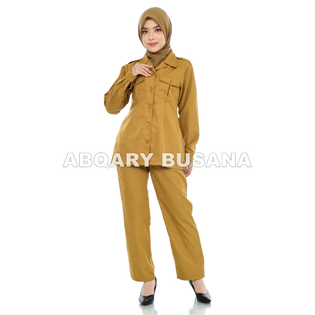 Jual Seragam PNS Wanita Khaki - Setelan Dinas Pemda Terbaru - Baju PNS Wanita Saku Atas - Outfit ...