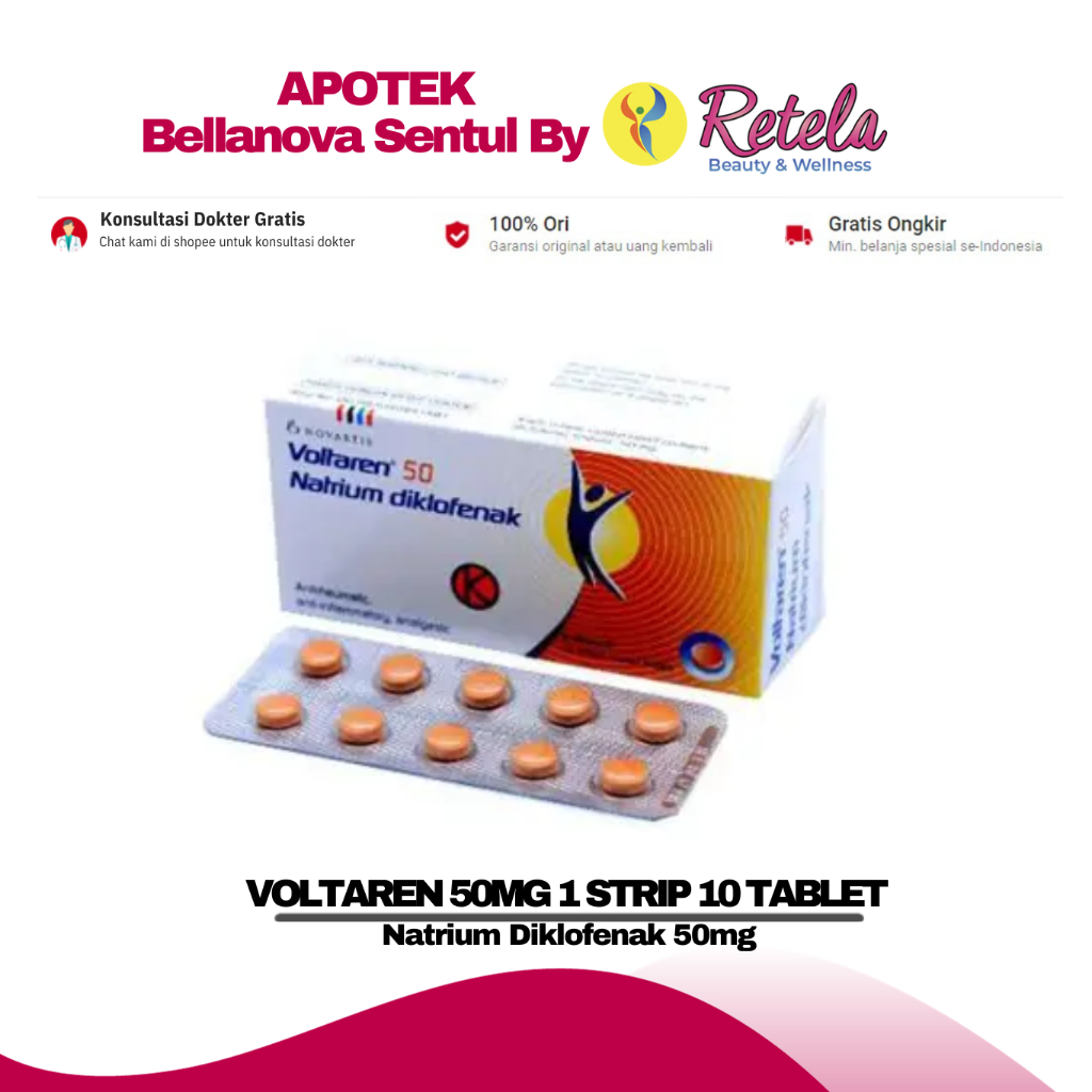 Jual VOLTAREN 50MG 1 STRIP 10 TABLET ( Natrium Diklofenak 50mg ) | Shopee Indonesia