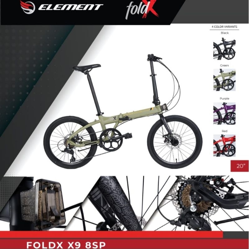 Jual sepeda lipat foldx x9 8sp Alloy by element | Shopee Indonesia