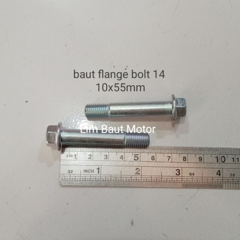 Jual Baut flange topi 14 / 10 x 55mm (1biji) | Shopee Indonesia